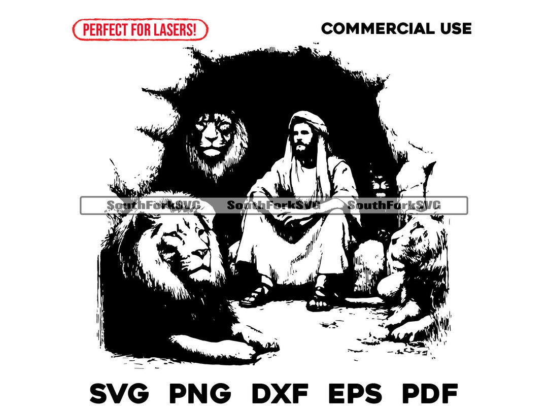 Daniel in the Lion's Den Laser Engrave Files Svg Png Dxf Eps Pdf ...