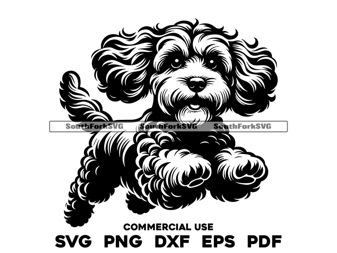 Cockapoo Dog Running Design | Svg Png Dxf Eps Pdf | Vector Graphic Cut ...