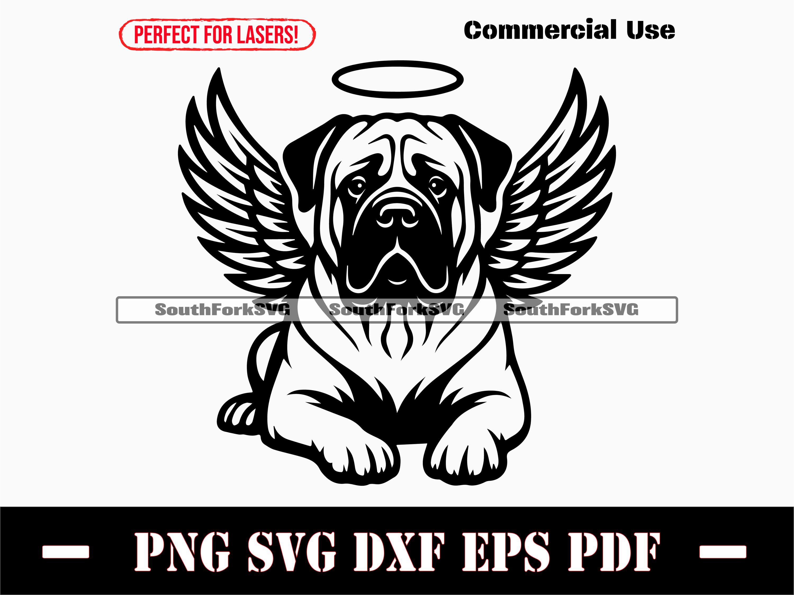 Mastiff Dog Angel Wings & Halo Svg Png Dxf Eps Pdf | Vector Graphic Cut ...