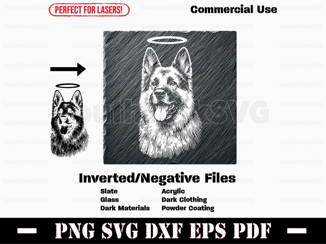 Inverted German Shepherd Halo Memorial Svg Png Dxf Eps Pdf | Vector Cut ...