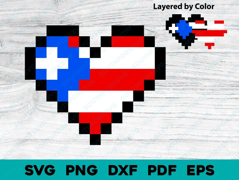 Puerto Rico Flag 8 Bit Pixel Heart Svg Png Dxf Eps Pdf Vector - Etsy