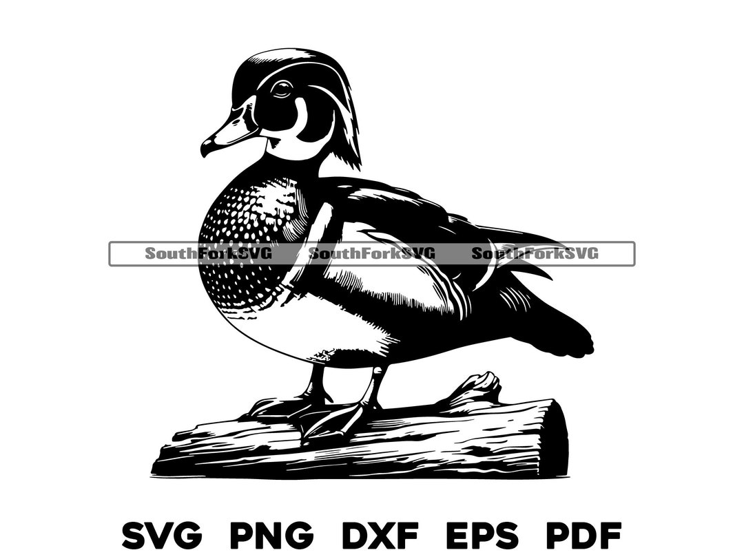 Wood Duck Standing on Log Svg Png Dxf Eps Pdf | Vector Graphic Design ...