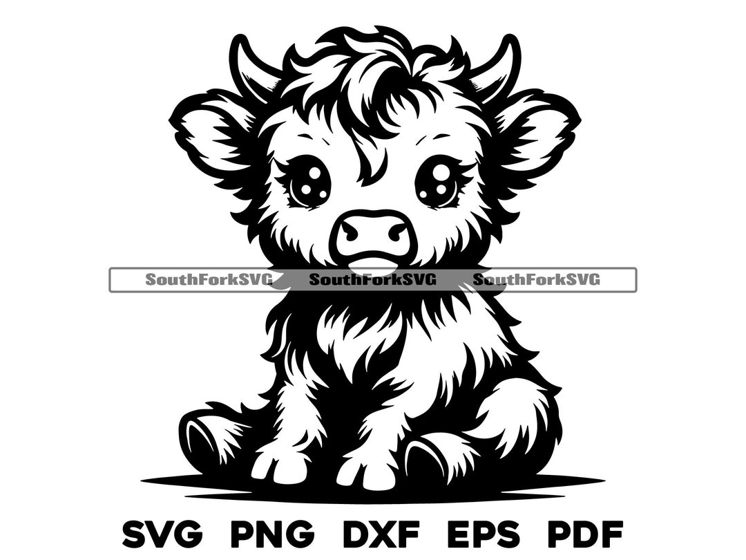 Baby Highland Cow | Svg Png Dxf Eps Pdf | Transparent Vector Graphic ...