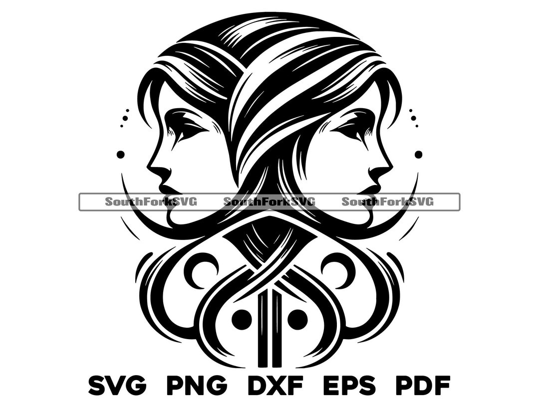 Gemini Twins Design Svg Png Dxf Pdf Eps Vector Graphic Design Cut Print ...