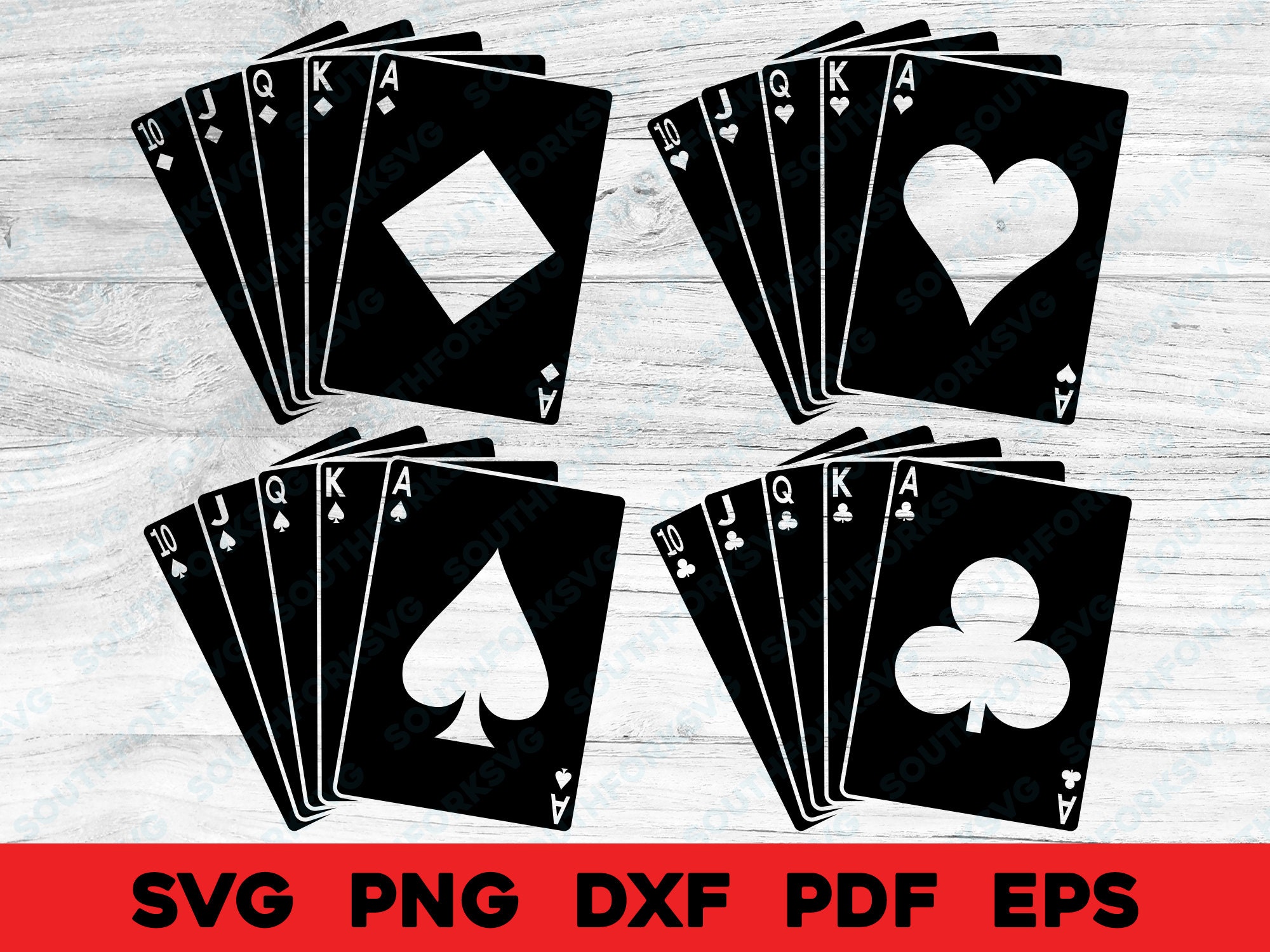 Royal Flush Playing Cards Svg Png Dxf Eps Pdf Transparent Inverted Cut ...