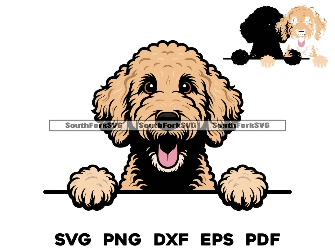 Peeking Goldendoodle Dog Layered by Color Svg Png Dxf Eps Pdf | Vector ...
