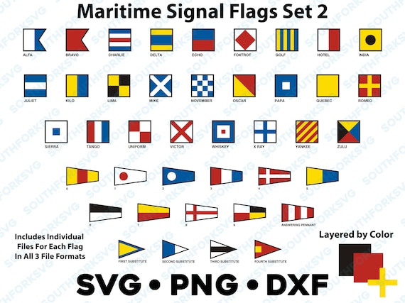 International Maritime Nautical Signal Flags Set 2 SVG PNG DXF - Etsy