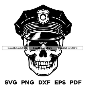 Skull Police Officer | Svg Png Dxf Eps Pdf | Laser Cut Print Engrave ...