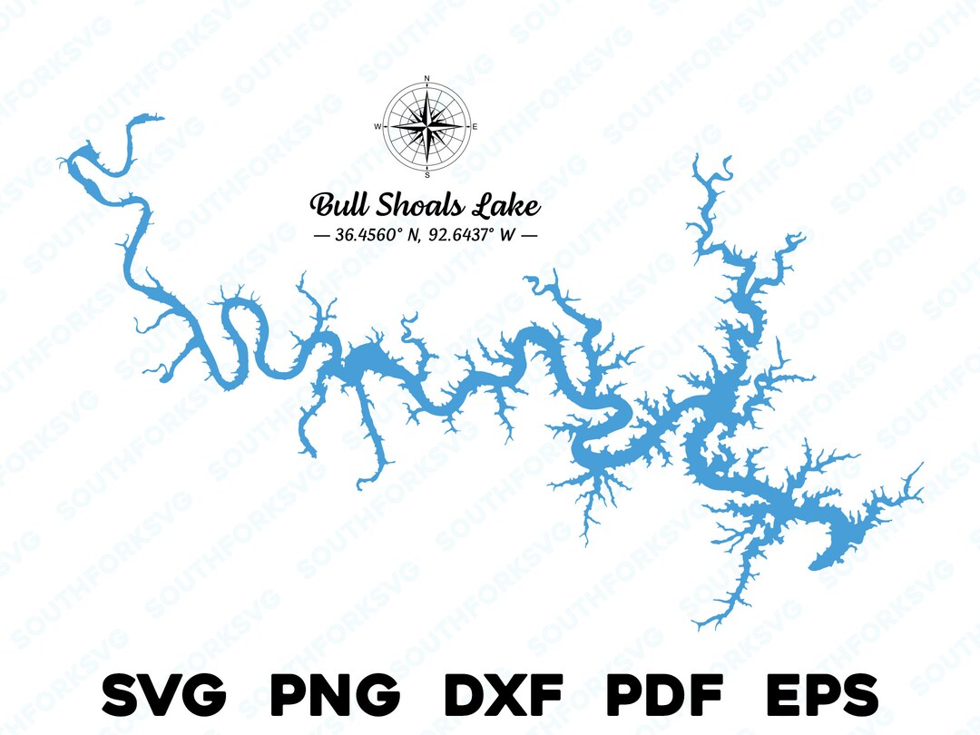 Bull Shoals Lake Arkansas Missouri Map Shape Silhouette Outline Svg Png ...