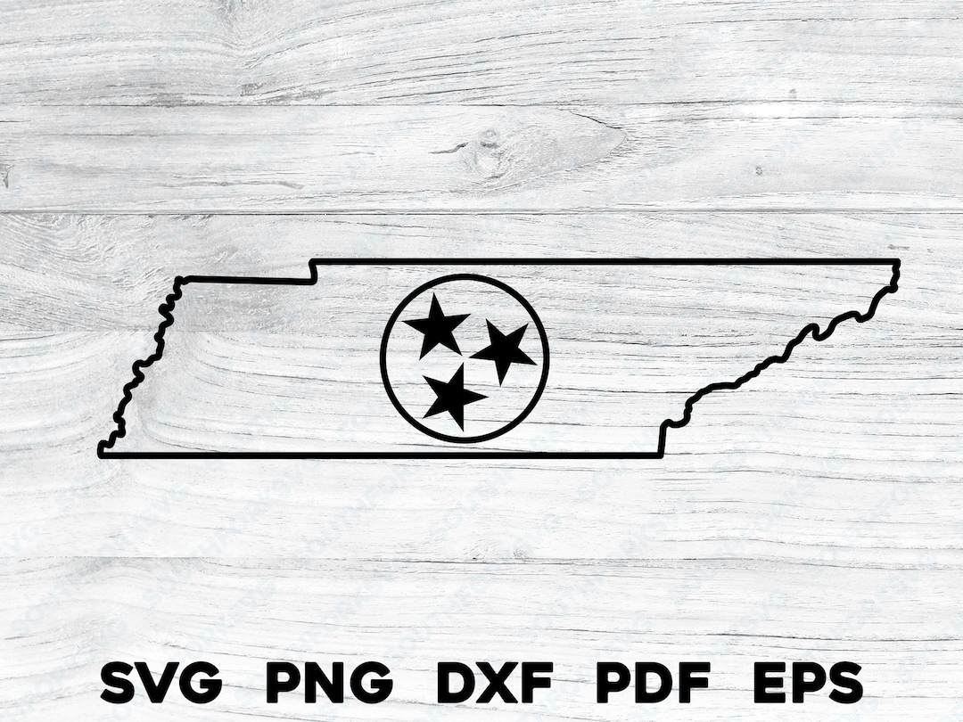 Tennessee Tri Star Flag State Shape Outline Svg Png Dxf Eps Pdf ...