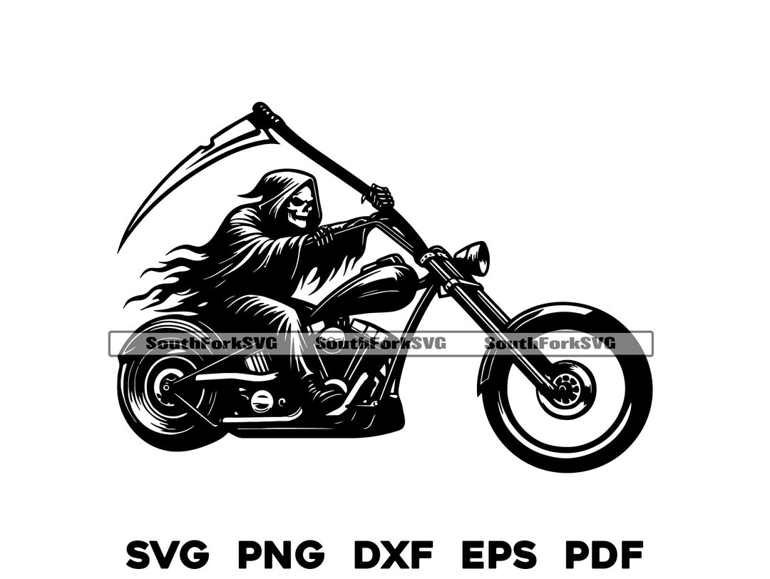 Grim Reaper on Chopper Motorcycle Svg Png Dxf Eps Pdf | Vector Graphic ...