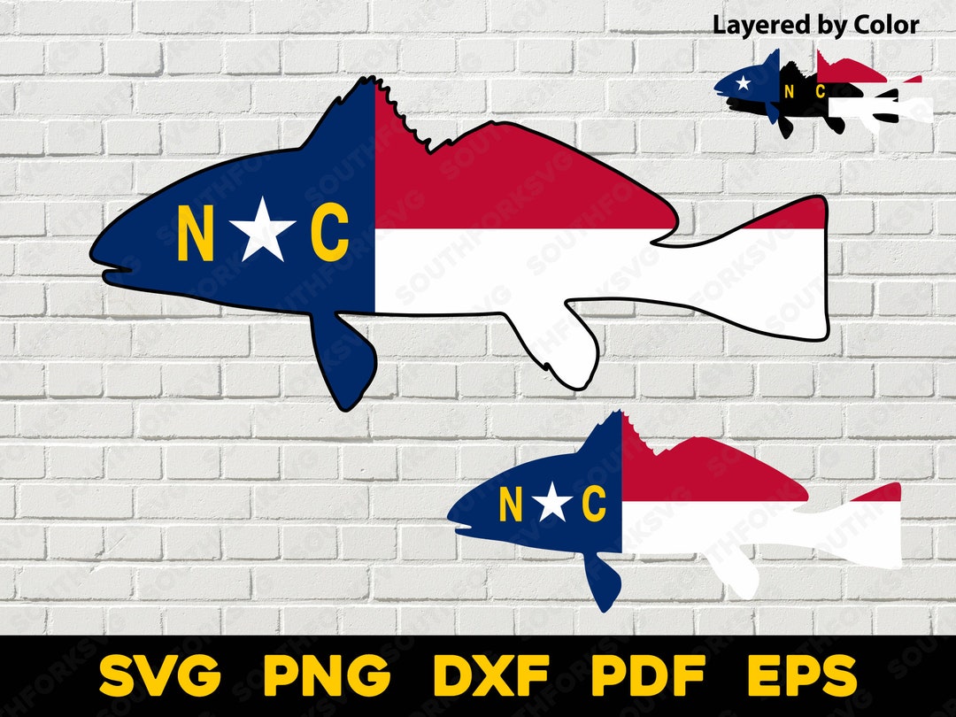 North Carolina Flag Redfish Layered Svg Png Dxf Eps Pdf | Vector ...