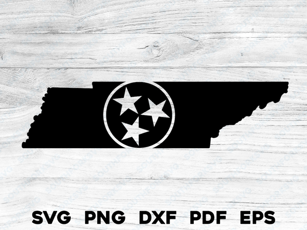 Tennessee Tri Star Flag State Shape Black Svg Png Dxf Eps Pdf | Vector ...