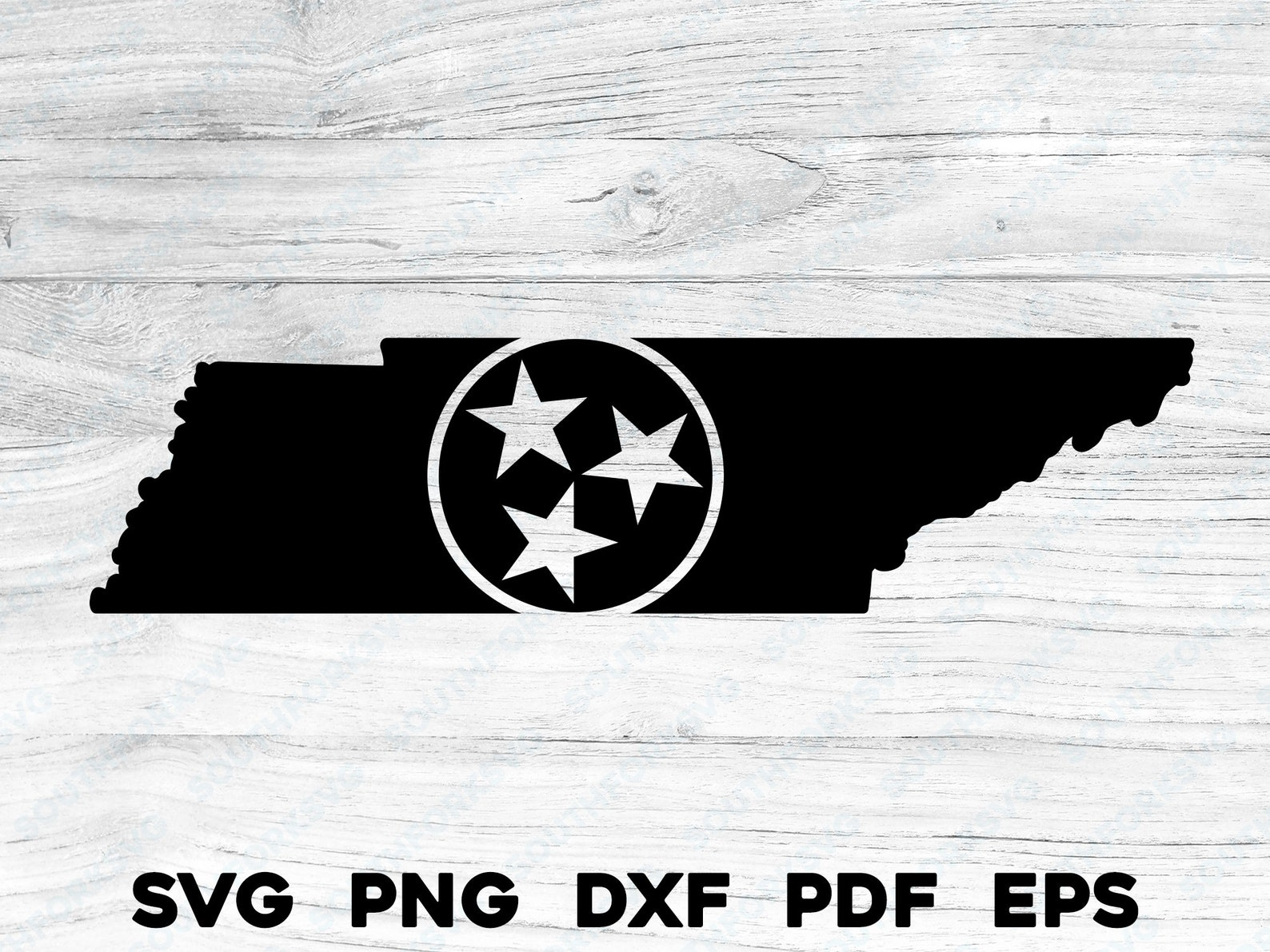 Tennessee Tri Star Flag State Shape Black Svg Png Dxf Eps Pdf | Vector ...