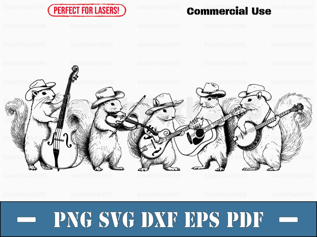 Squirrel Bluegrass Band Svg Png Dxf Eps Pdf | Laser Engrave Cut Print ...