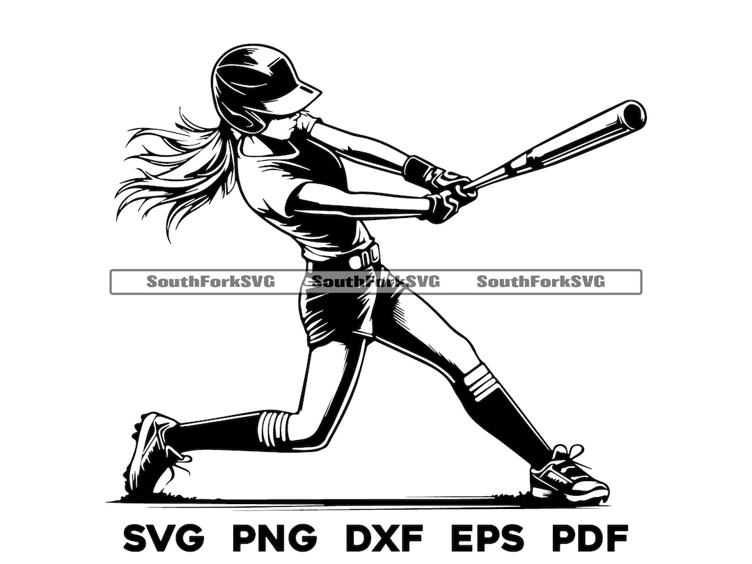 Softball Player Svg Png Dxf Eps Pdf | Transparent Graphic Design Cut ...