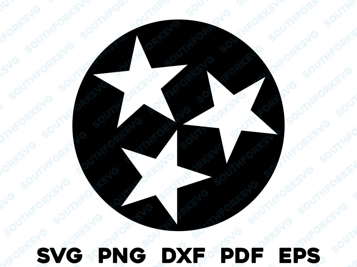 Tennessee Tri-star Svg Png Dxf Eps Pdf Transparent Vector - Etsy