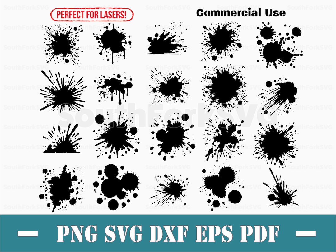 Ink Paint Splatter Pattern Bundle Svg Png Dxf Eps Pdf | Vector Graphic ...