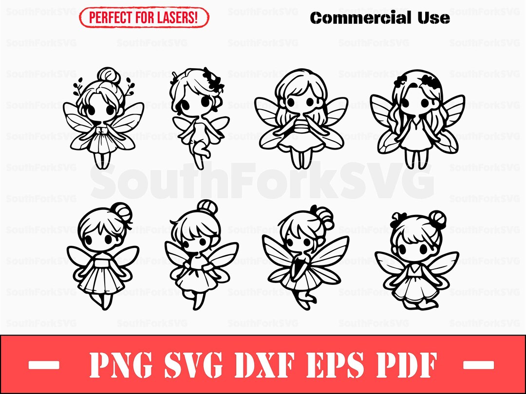 Simple Fairy Chibi Bundle Svg Png Dxf Eps Pdf | Vector Graphic Cut ...