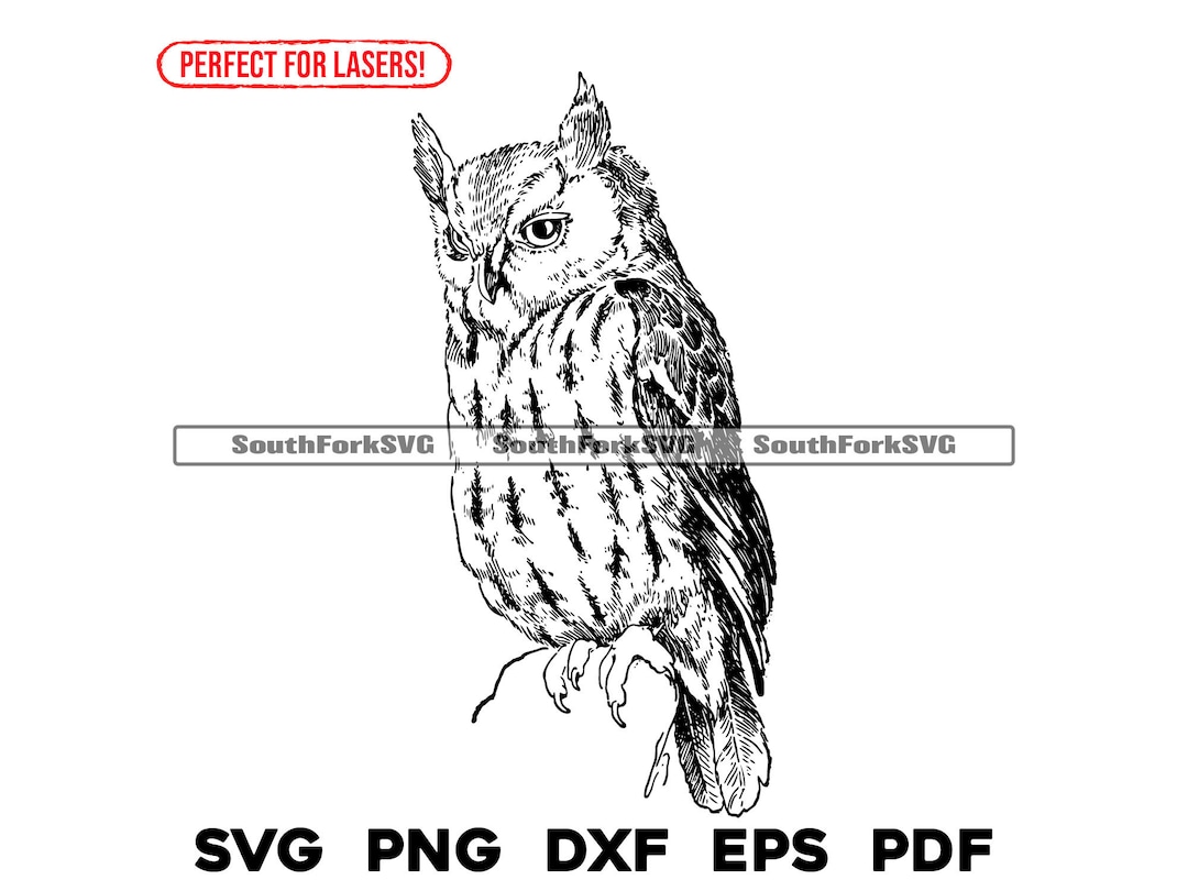 Laser Engrave File Screech Owl Bird Design Svg Png Dxf Eps Pdf | Vector ...