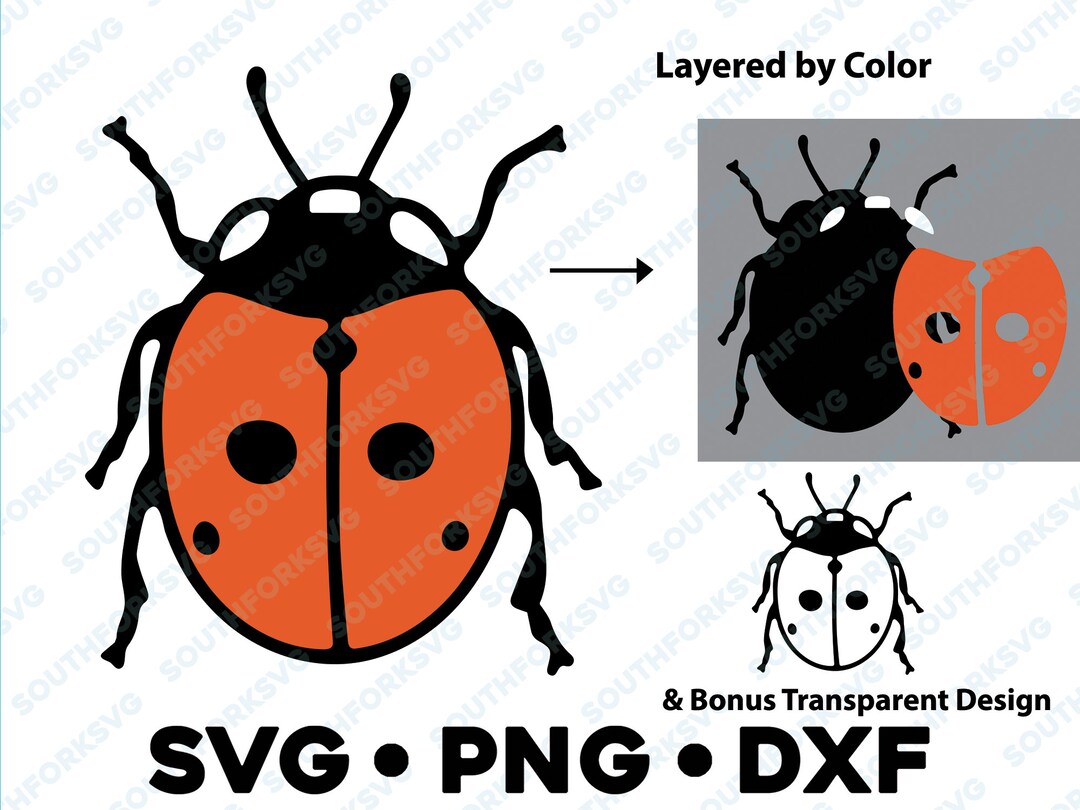 Ladybug SVG PNG DXF Layered by Color Vector Cut File Transparent Cameo ...