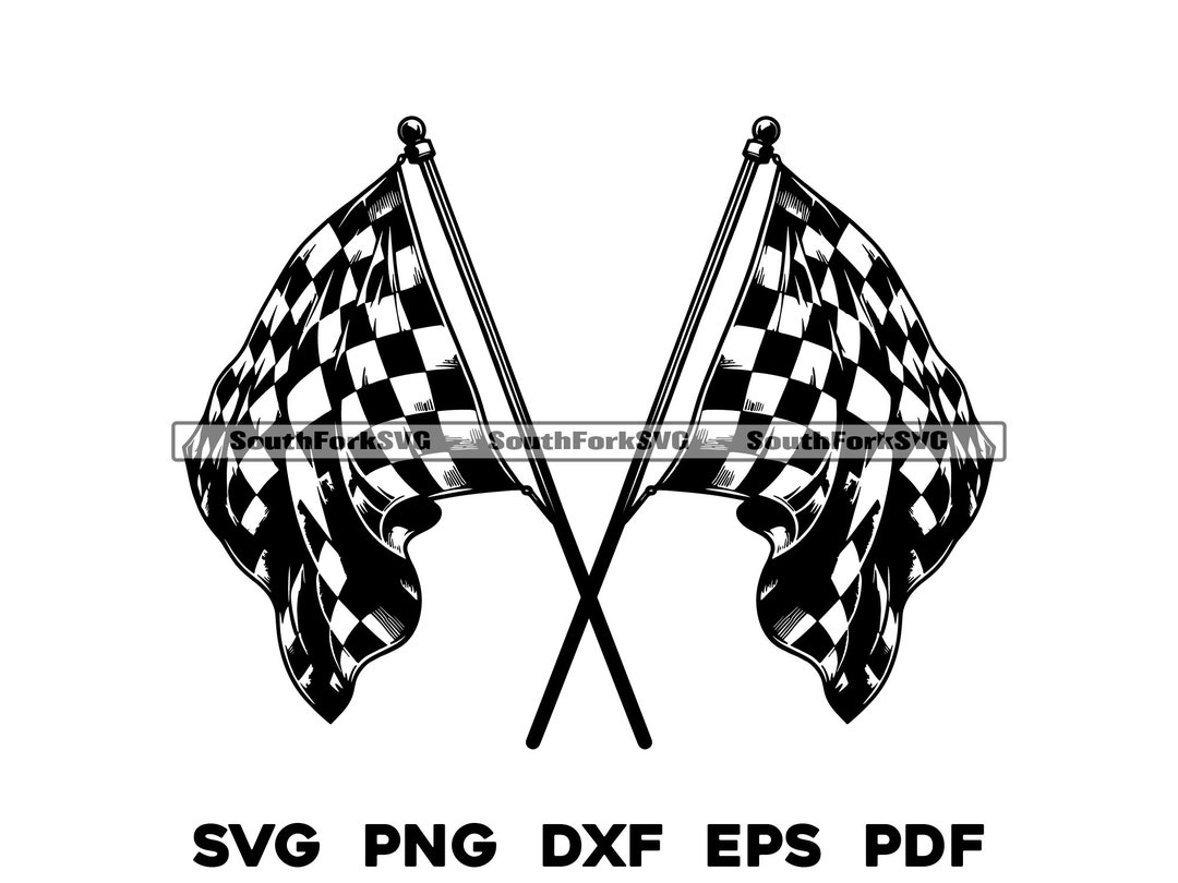 Crossed Checkered Racing Flags Svg Png Dxf Eps Pdf Vector Graphic