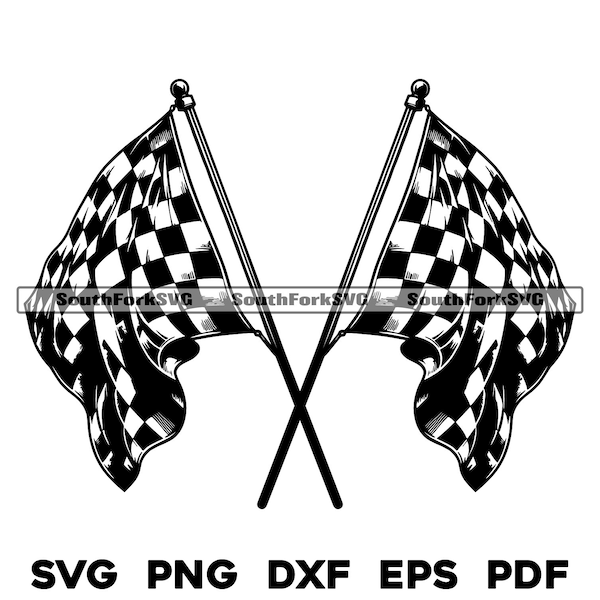 Crossed Checkered Flags - Etsy