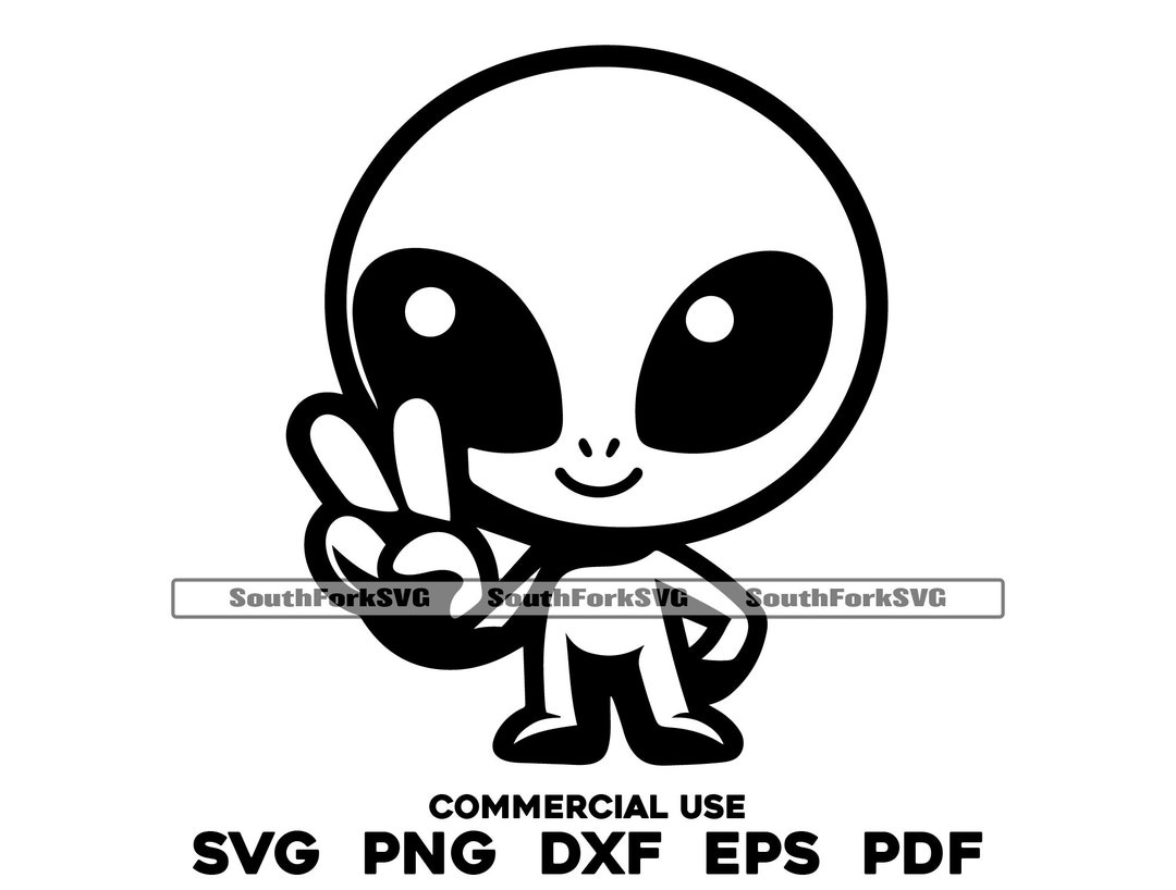 Cute Alien Peace Sign Svg Png Dxf Pdf Eps | Vector Graphic Design Cut ...