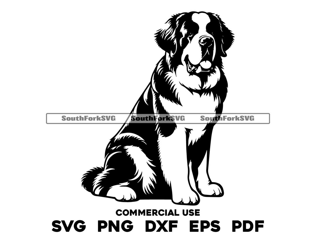 Saint Bernard Dog Sitting Design | Svg Png Dxf Eps Pdf | Vector Graphic ...