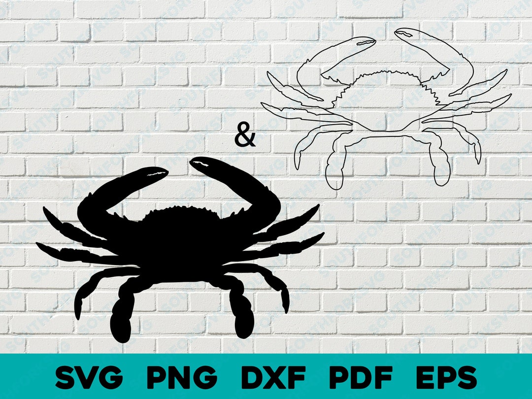 Blue Crab Silhouette & Outline Shapes Svg Png Dxf Vector Graphic Design ...