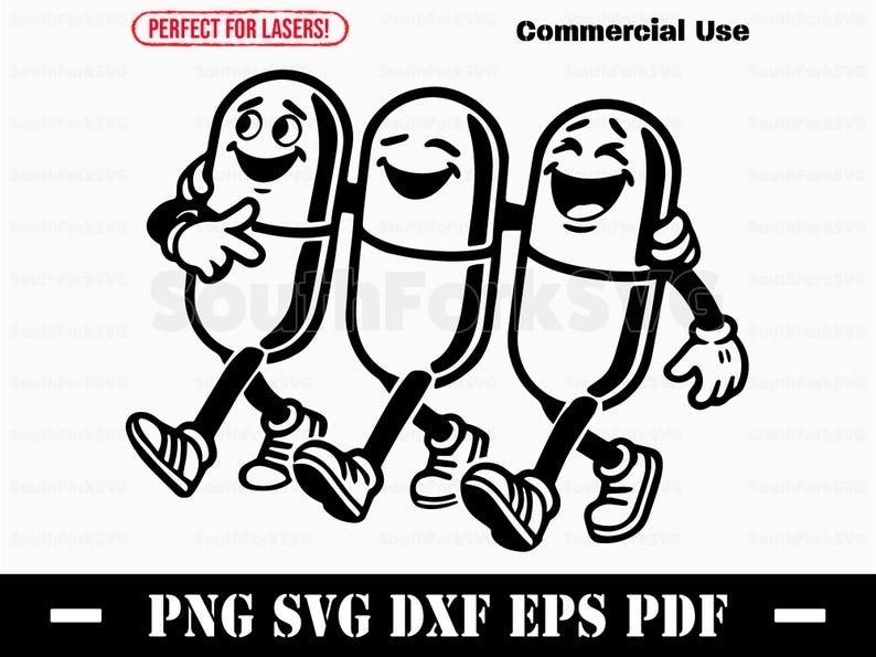 Happy Pill Friends Svg Png Dxf Pdf Eps | Vector Graphic Design Cut ...