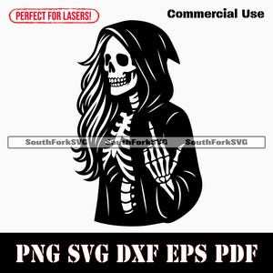 Grim Reaper Girl Middle Finger Svg Png Dxf Eps Pdf | Vector Graphic Cut ...