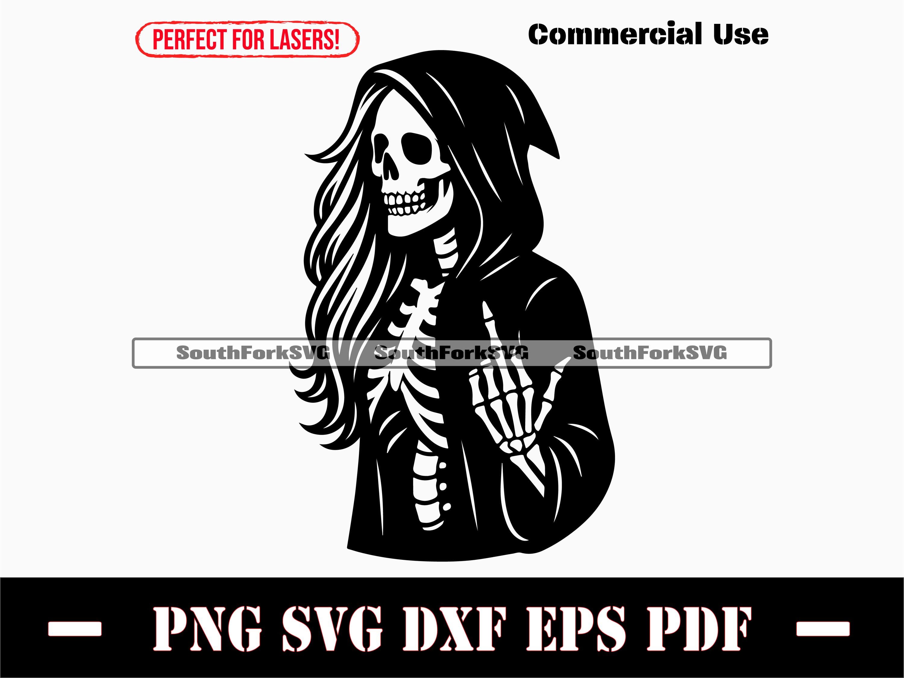 Grim Reaper Girl Middle Finger Svg Png Dxf Eps Pdf | Vector Graphic Cut ...