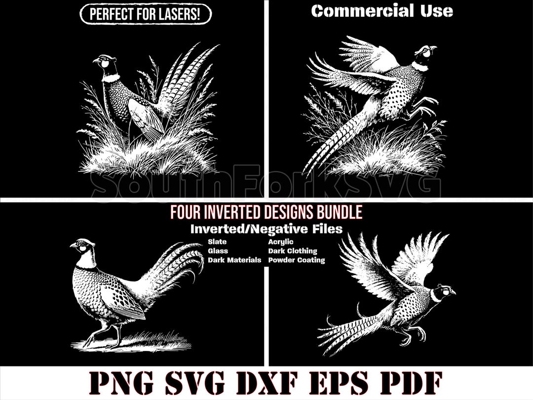 Inverted Pheasants Bundle Svg Png Dxf Eps Pdf Vector Graphic Cut Print ...