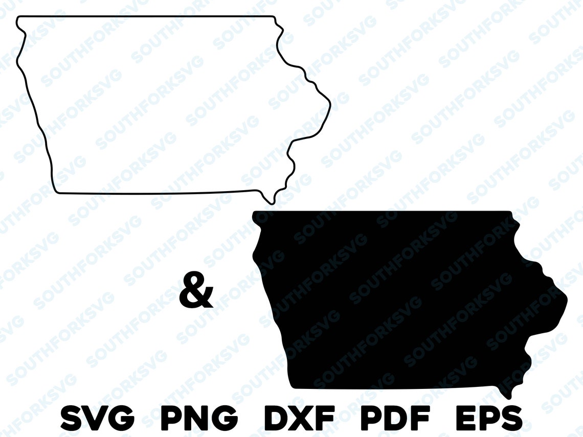 Simple Iowa State Silhouette & Outline Shapes Svg Png Dxf Pdf - Etsy