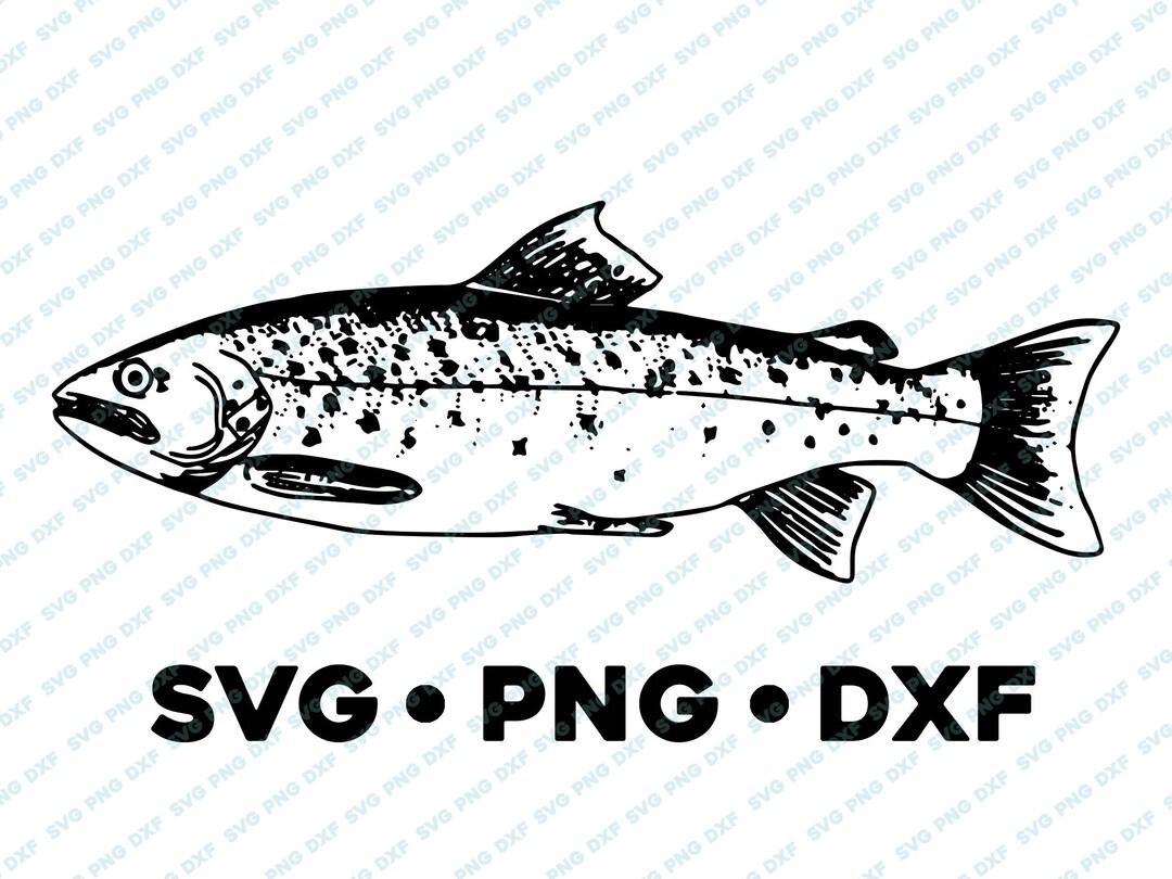 Trout/salmon SVG PNG DXF Vector Transparent Cameo Silhouette Saying ...