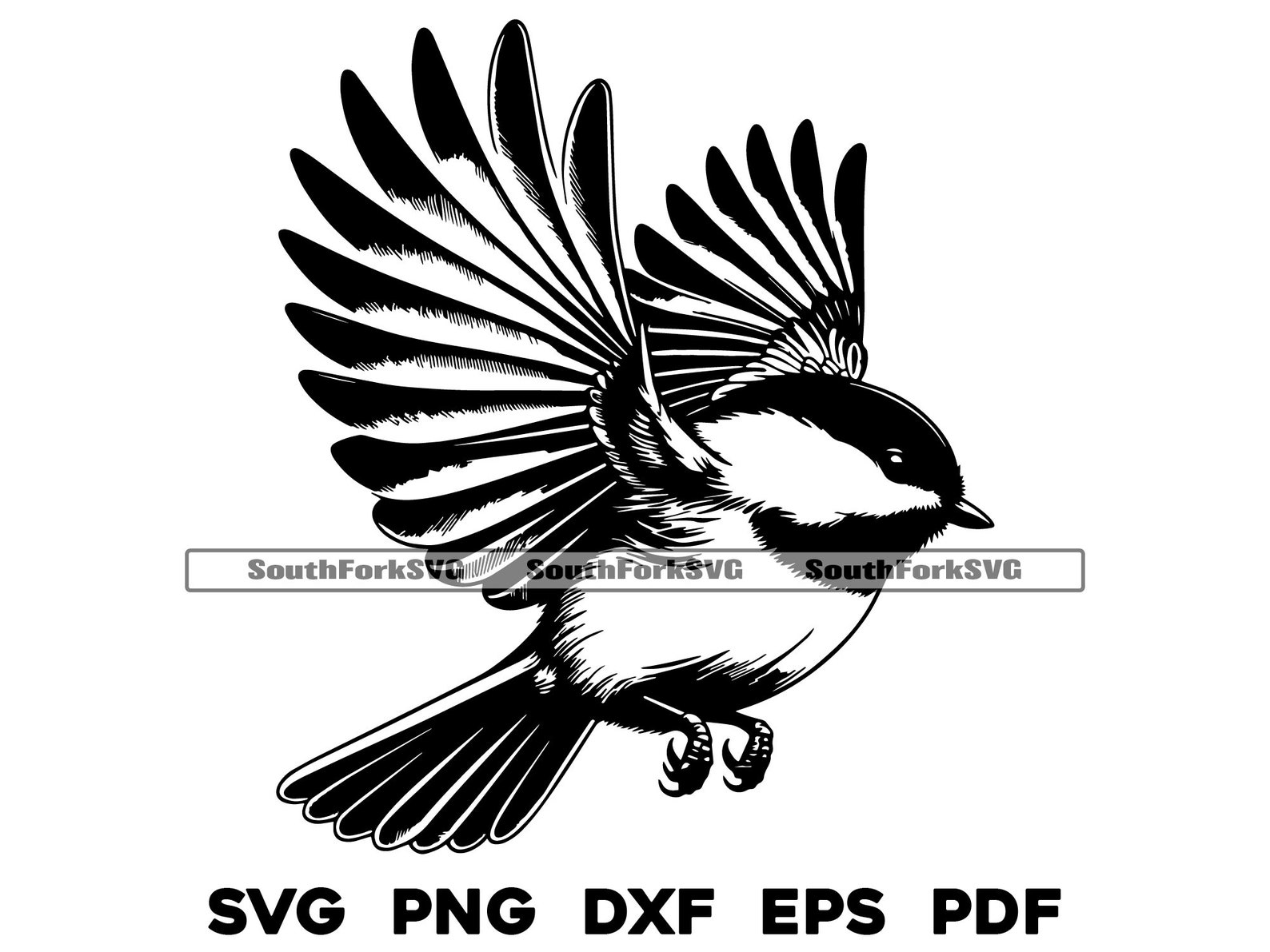 Flying Chickadee Bird Design | Svg Png Dxf Eps Pdf | Vector Graphic Cut ...