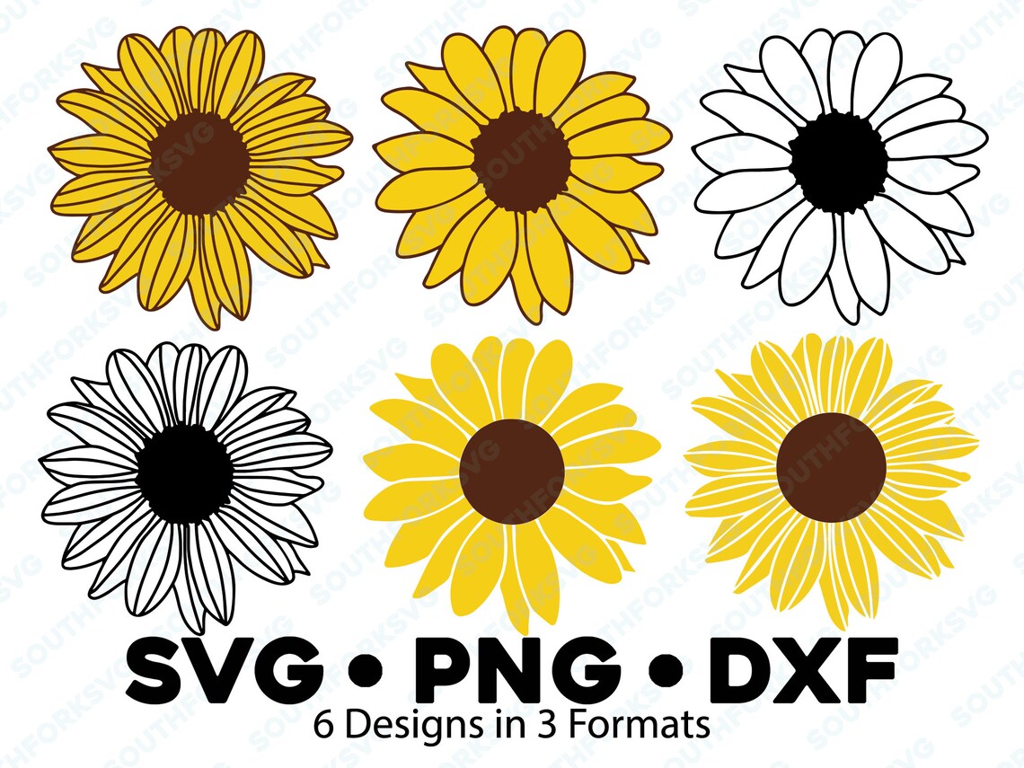 Sunflower Bundle SVG PNG DXF Layered by Color Cut File Cricut - Etsy