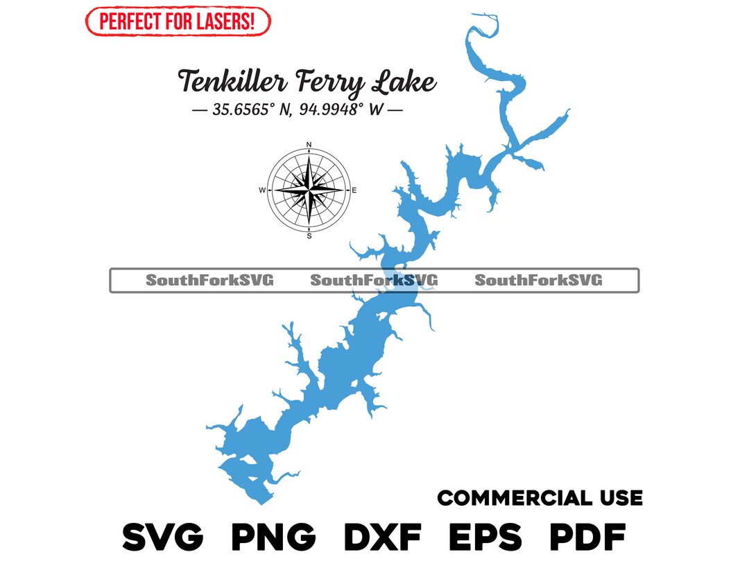 Tenkiller Ferry Lake Oklahoma Map Shape Silhouette Svg Png Dxf Pdf Eps ...