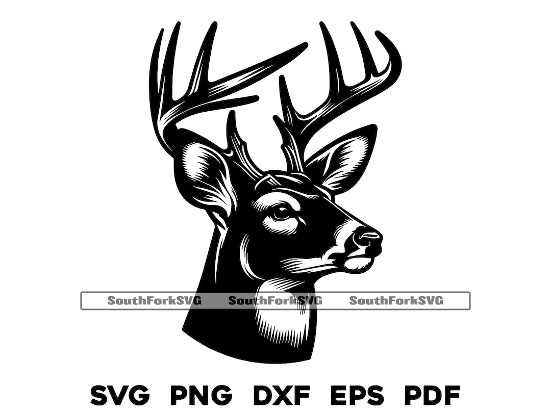 White Tail Deer Buck Head Mount | Svg Png Dxf Eps Pdf | Vector Graphic ...