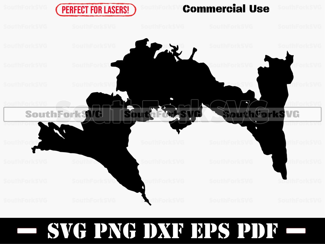 Great Moose Lake Maine Map Svg Png Dxf Pdf Eps | Vector Graphic Cut ...