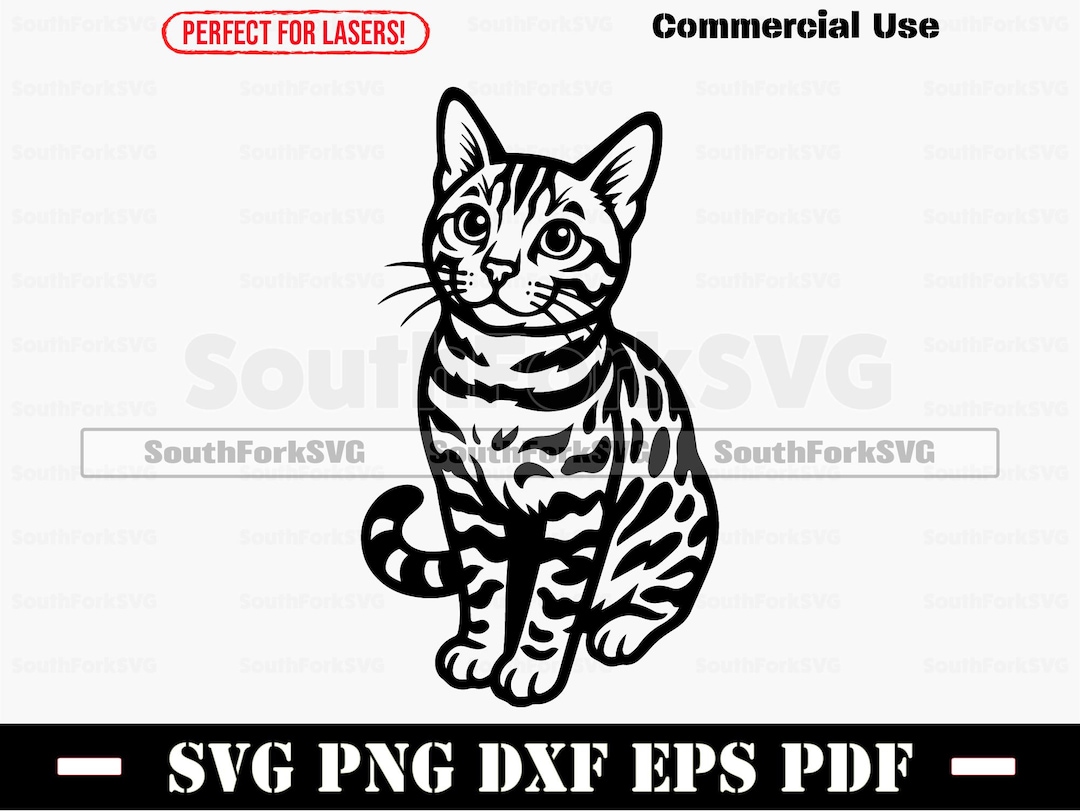 Bengal Cat Begging Svg Png Dxf Eps Pdf | Vector Graphic Cut Print Laser ...