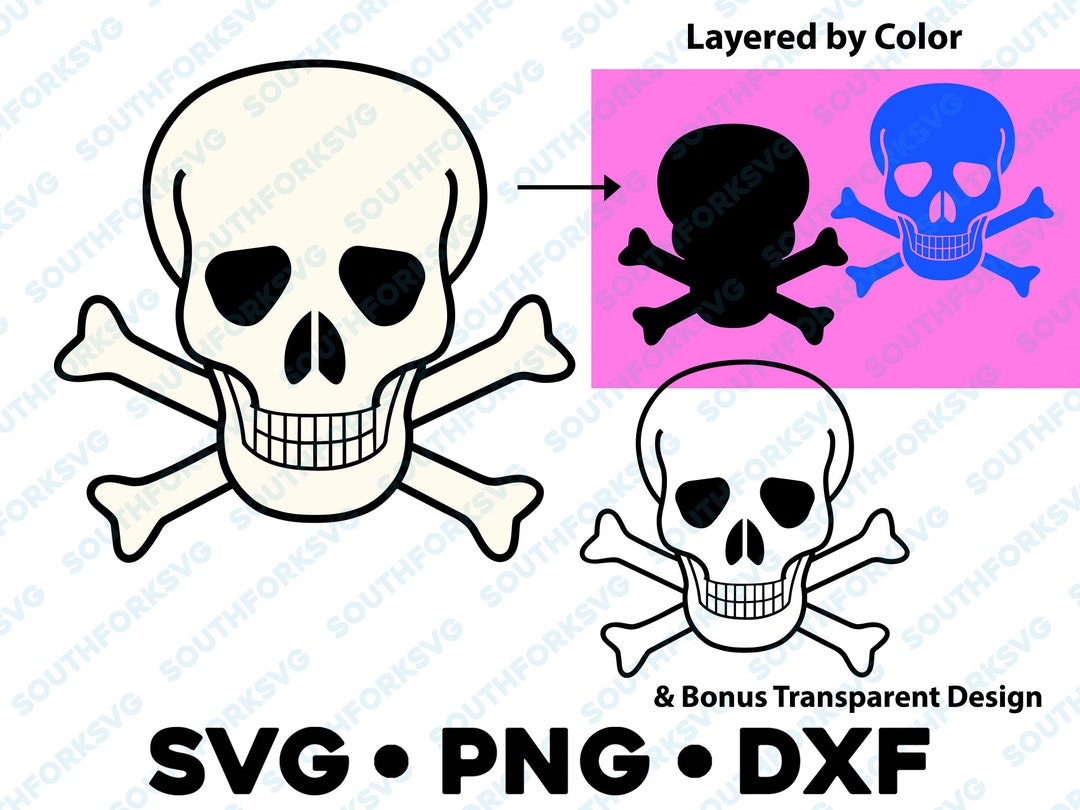 Skull Crossbones Skeleton SVG PNG DXF Cut File Vector Graphic Design ...