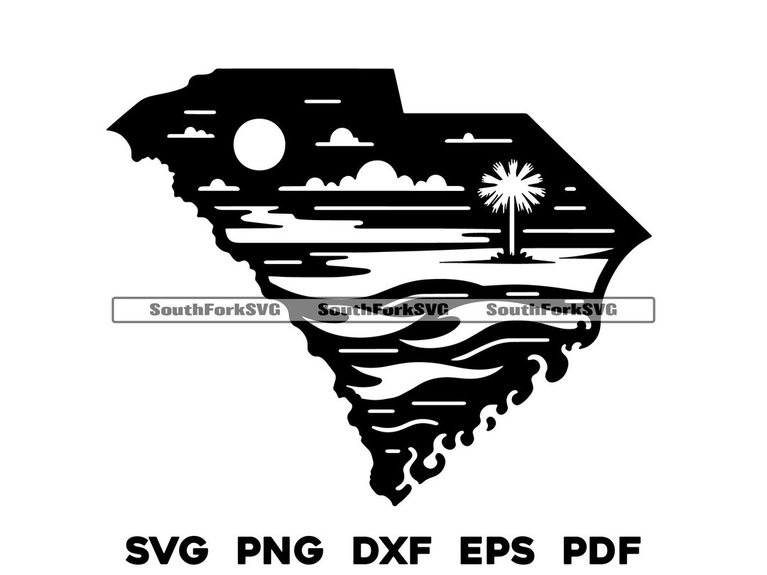 South Carolina State Outline With Landscape Design | Svg Png Dxf Eps ...