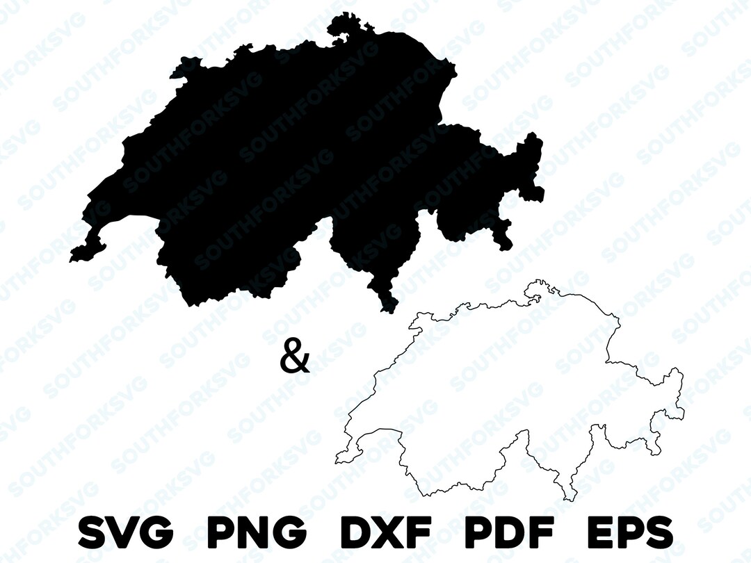 Switzerland Country Silhouette & Outline Shapes Svg Png Dxf Pdf Eps ...