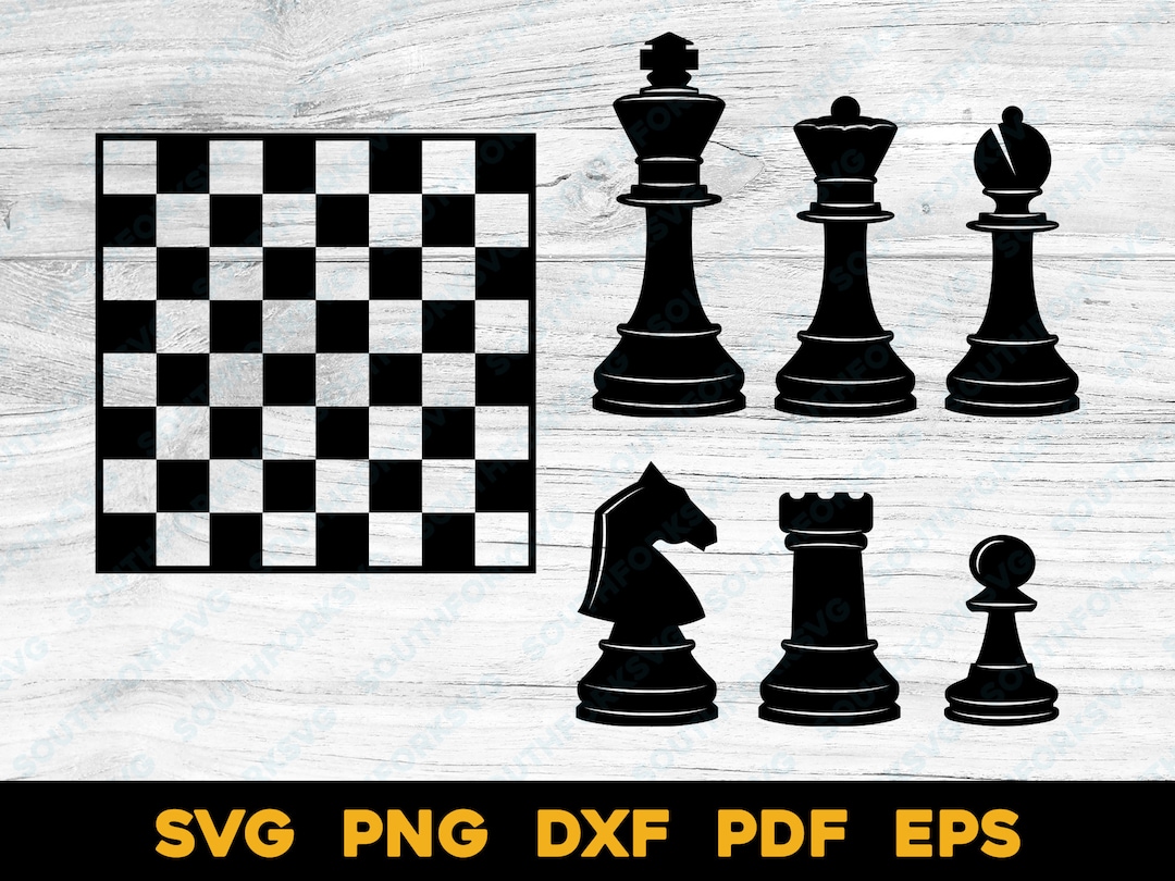 Chess Pieces & Chess Board | Svg Png Dxf Eps Pdf | Chess Vector Graphic ...