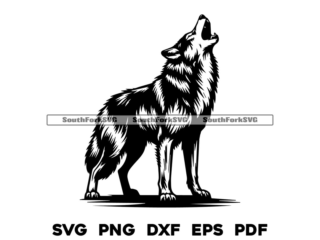 Male Wolf Howling Design | Svg Png Dxf Eps Pdf | Vector Graphic Cut ...