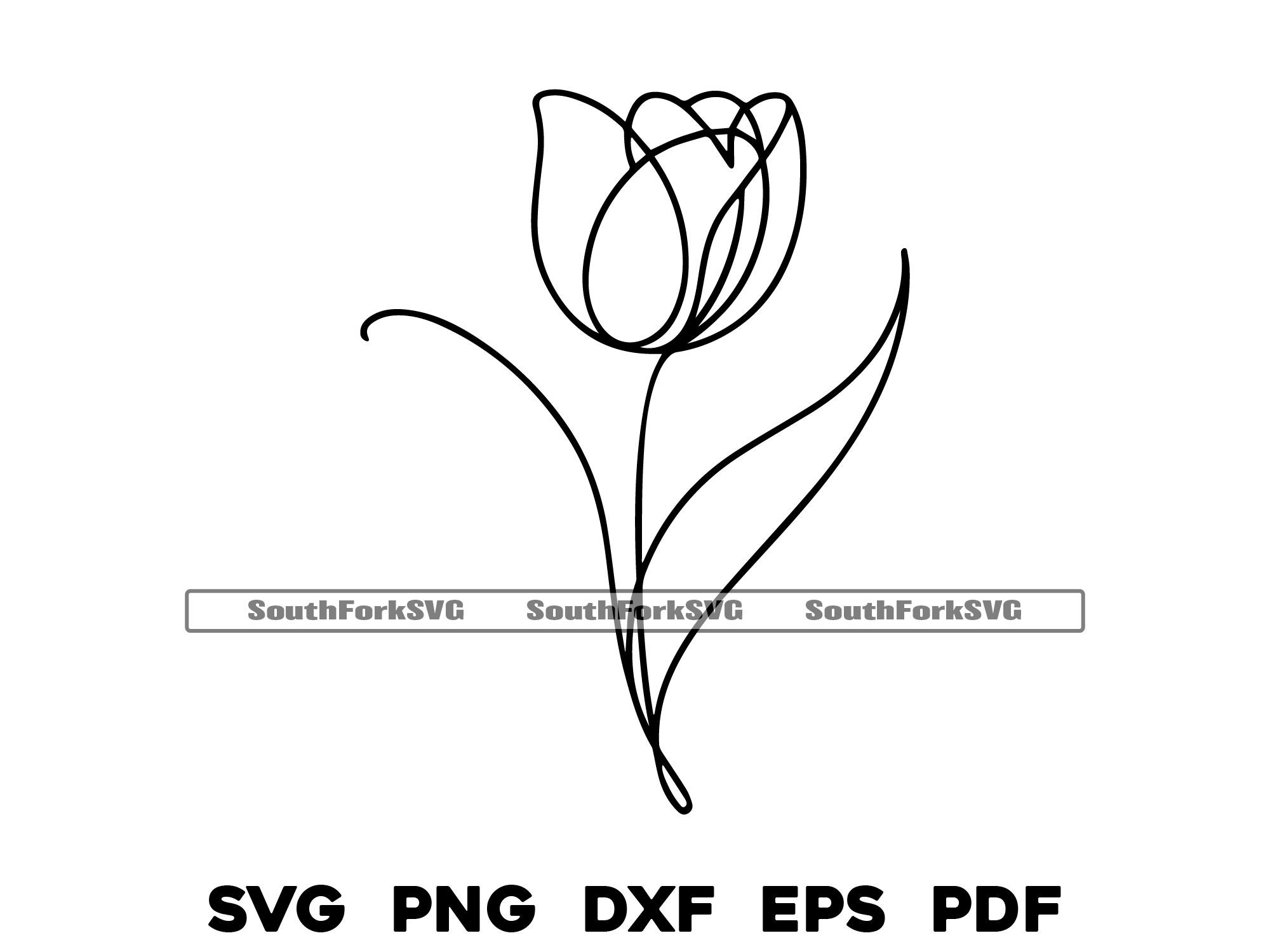 Tulip Flower Clip Art Black And White One Tulip Flower: Over 5,491