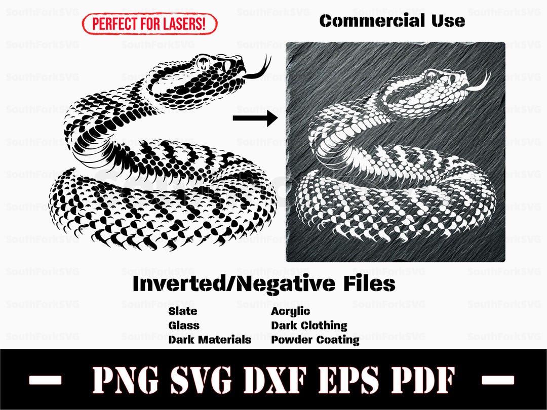 Inverted Rattlesnake Svg Png Dxf Eps Pdf | Vector Cut Print Laser ...