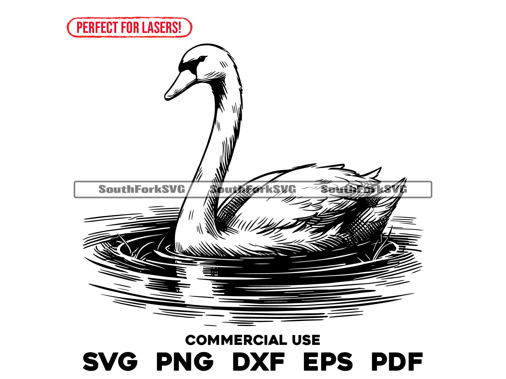 Swan Laser Engrave Files Svg Png Dxf Eps Pdf Vector Graphic Design Cut ...